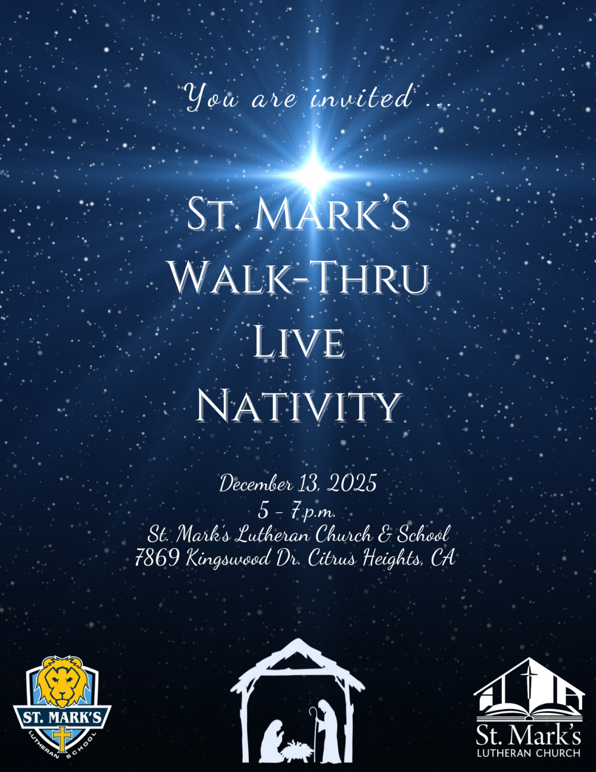Walk-thru Live Nativity - St. Marks Lutheran Church - Citrus Heights, CA